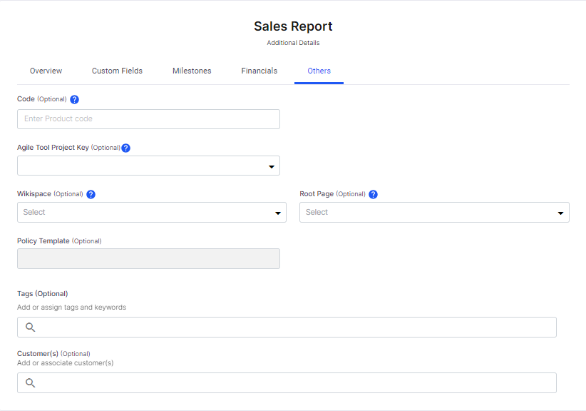 Create Product - Additional Details